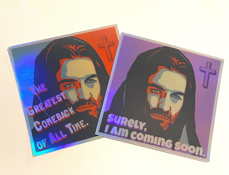 Qty of 2 Jesus Christ Weatherproof Vinyl Stickers Pack “surely I Am ...