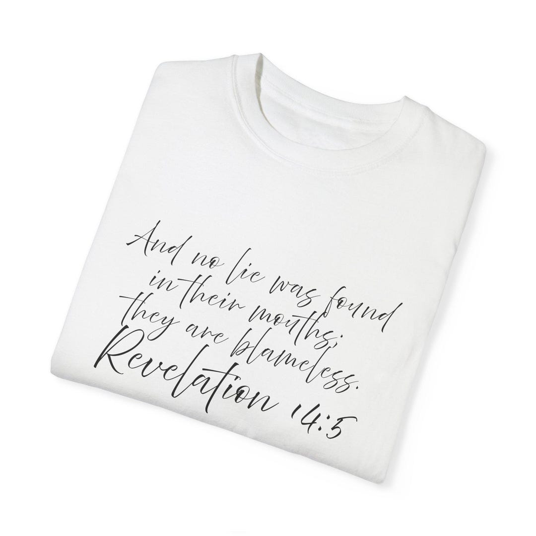 Revelation 14:5 Bible Verse Summer Colors Unisex Garment-dyed T-shirt ...