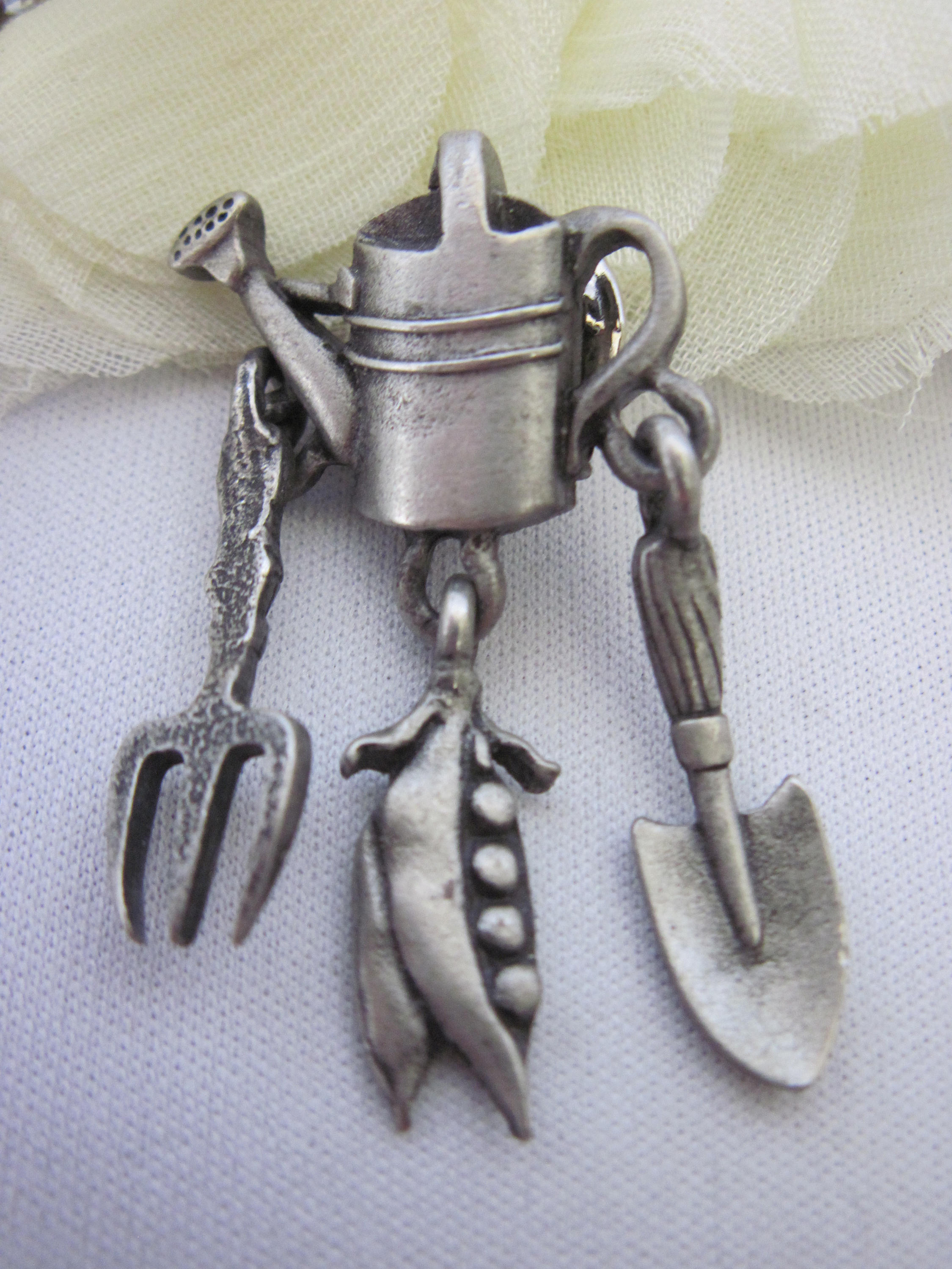 Vintage Signed JJ, Pewter Watering Can Pin, Silver Tone, Lapel Pin, Tie ...