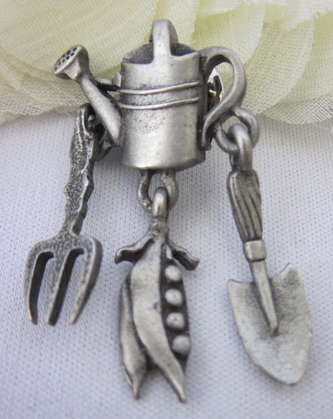 Vintage Signed JJ, Pewter Watering Can Pin, Silver Tone, Lapel Pin, Tie ...