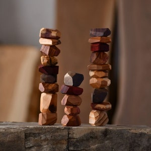 Wooden Stacking Rocks or Balancing Stones. Made From Assorted Hard ...