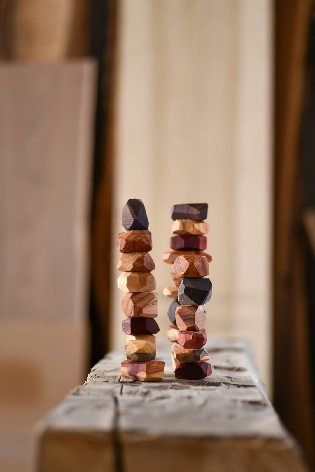 Wooden Stacking Rocks or Balancing Stones. Made From Assorted Hard ...