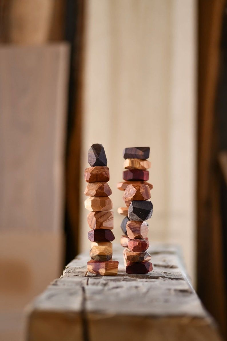Wooden Stacking Rocks or Balancing Stones. Made From Assorted - Etsy