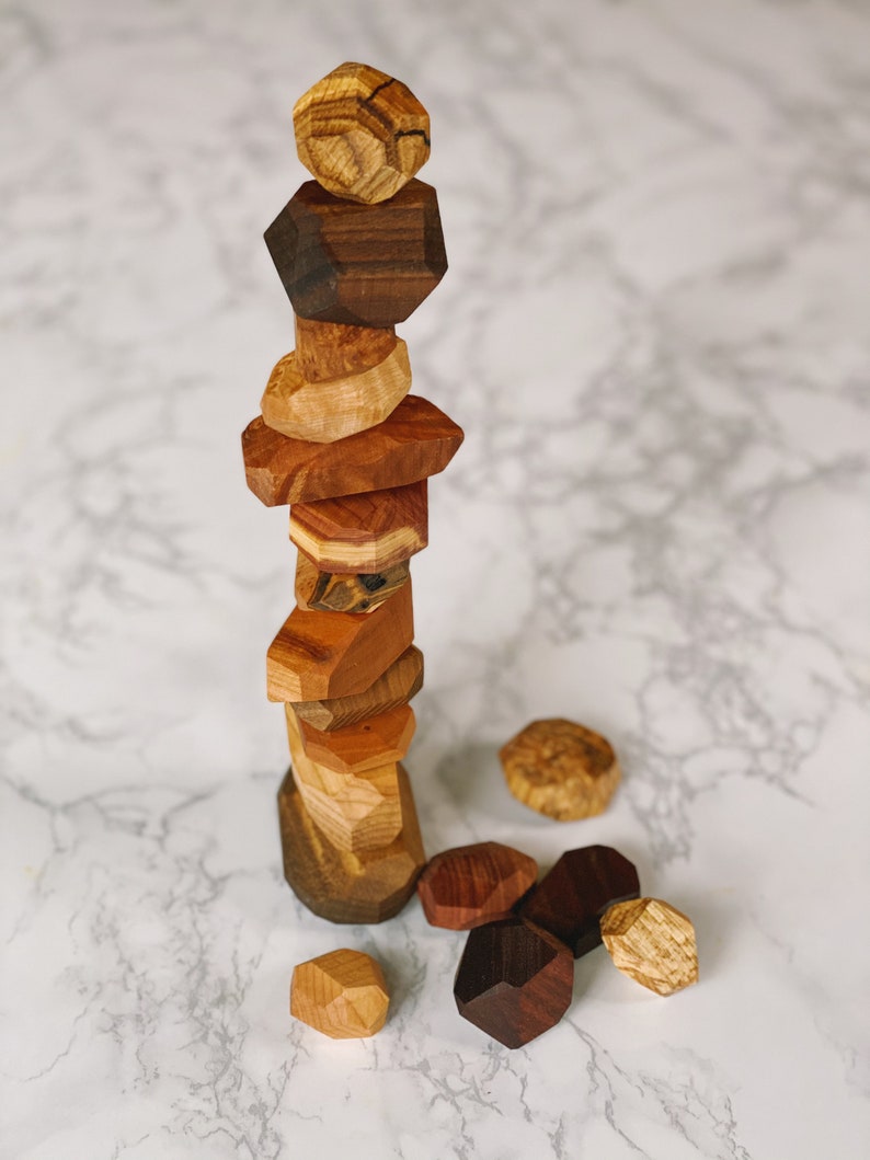Wooden Stacking Rocks or Balancing Stones. Made From Assorted - Etsy