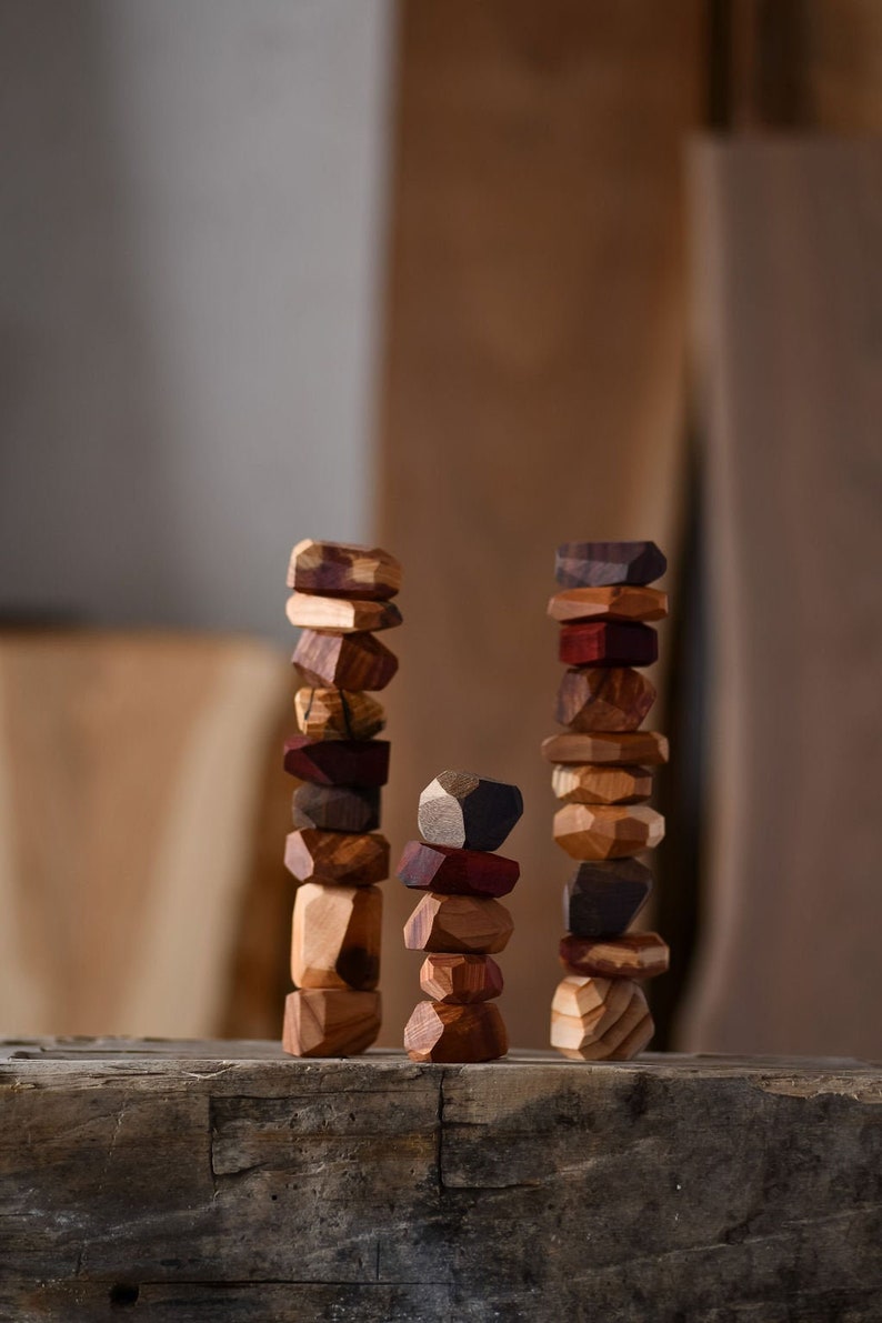 Wooden Stacking Rocks or Balancing Stones. Made From Assorted - Etsy