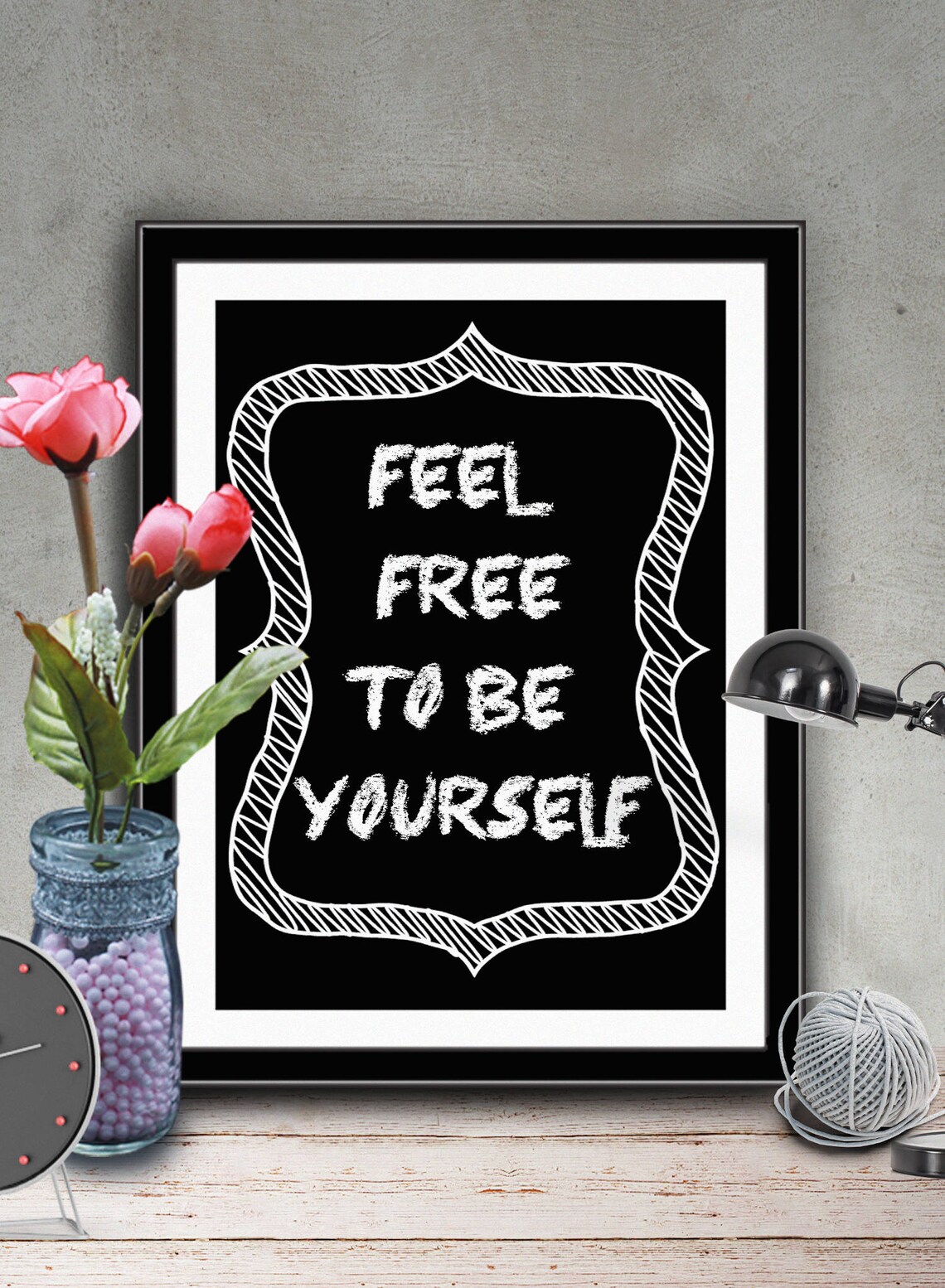 PRINTABLE Art feel Free to Be Yourself Typograhy - Etsy