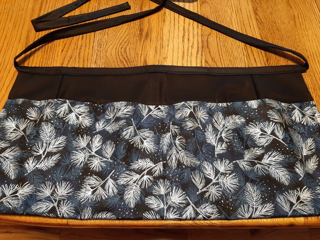 Waitress Apron 3 Pocket Christmas Silver Pine Boughs - Etsy