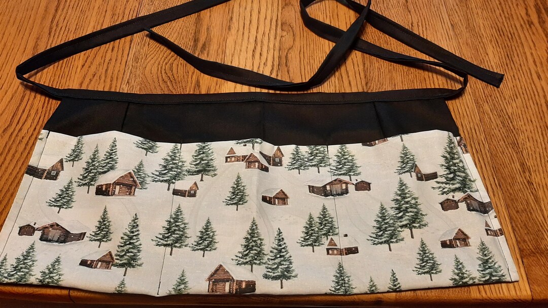 Waitress Apron 3 Pocket Winter Snowy Forest With Cabin - Etsy