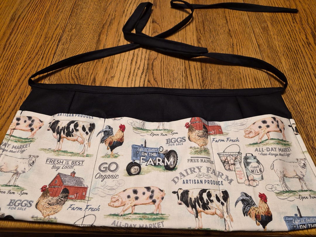 Waitress Apron 3 Pocket Farm Life Cows Sheep Roosters Pigs - Etsy