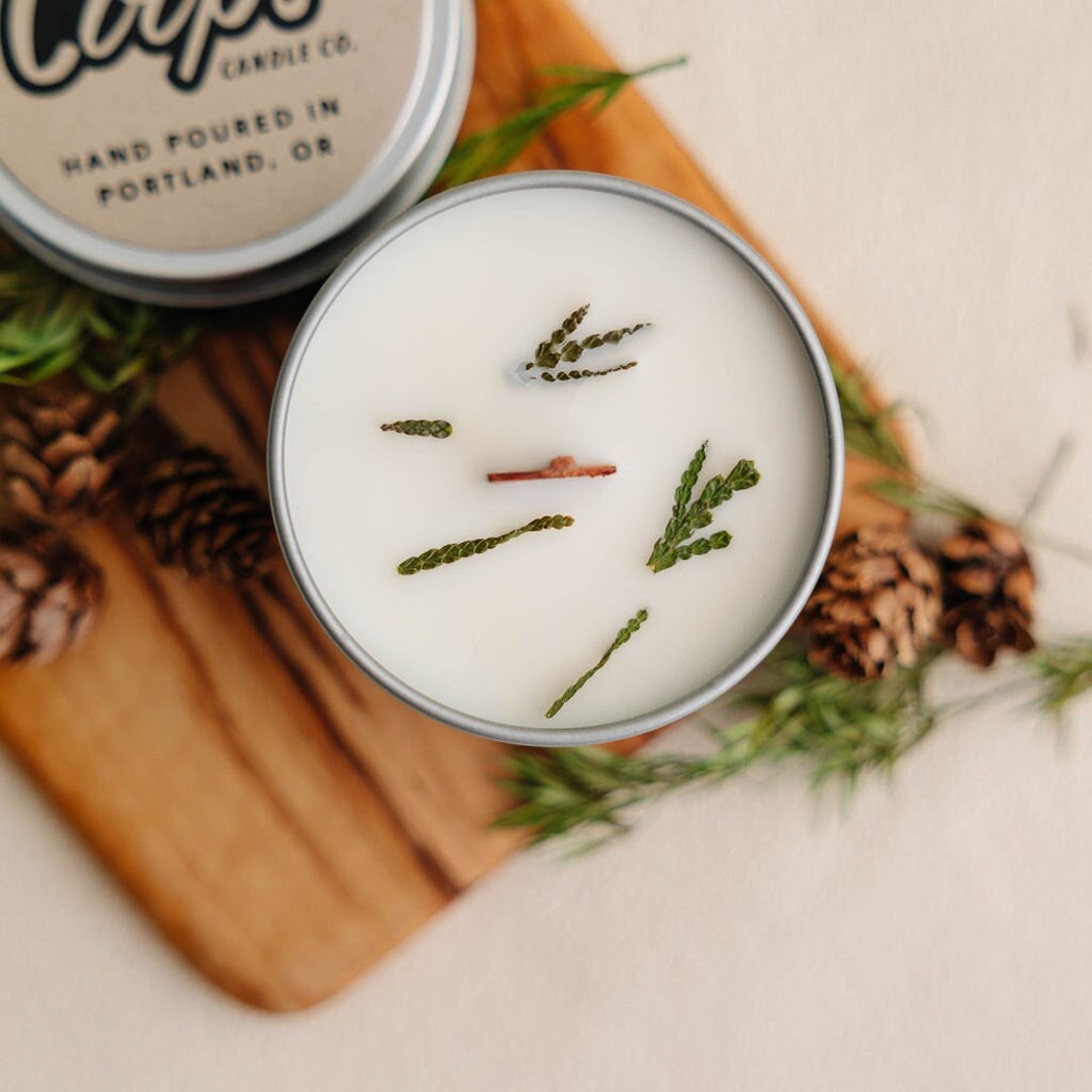 Fresh Cut Pine Wood Wick Soy Candle: Crackling, Travel Tin, Natural Scent - Etsy