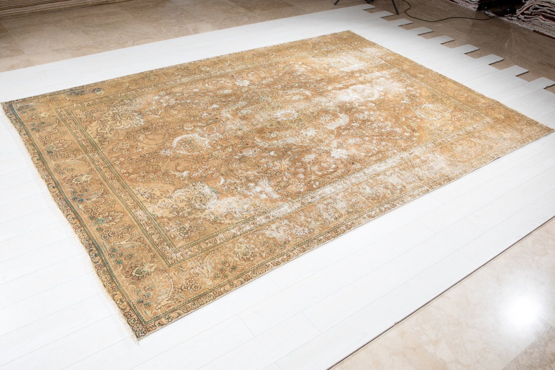 Flash Sale Vintage Rug Faded Neutral 8x11 11' 2 X 7' 8 Hand-knotted ...