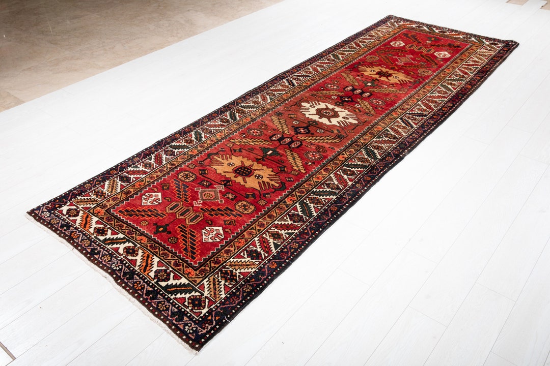 Flash Sale Piece of Art Vintage Runner Rug 11 Ft Long Red Hand-knotted ...