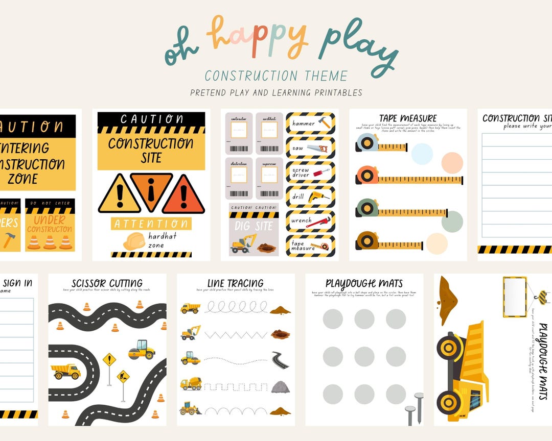 Construction Pretend Play and Learning Kit - Etsy