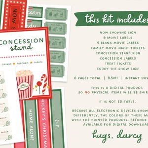 Christmas Movie Night Printables | Tickets, Now Showing Sign, Movie ...