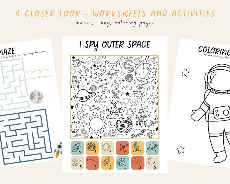 Space Dramatic Play and Learning/activity Worksheets | Instant Download ...