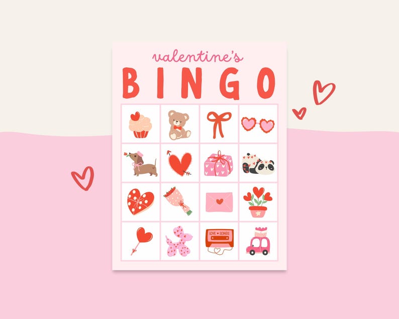 Valentine Bingo Game | Valentine's Day Classroom Party Bingo | Digital ...