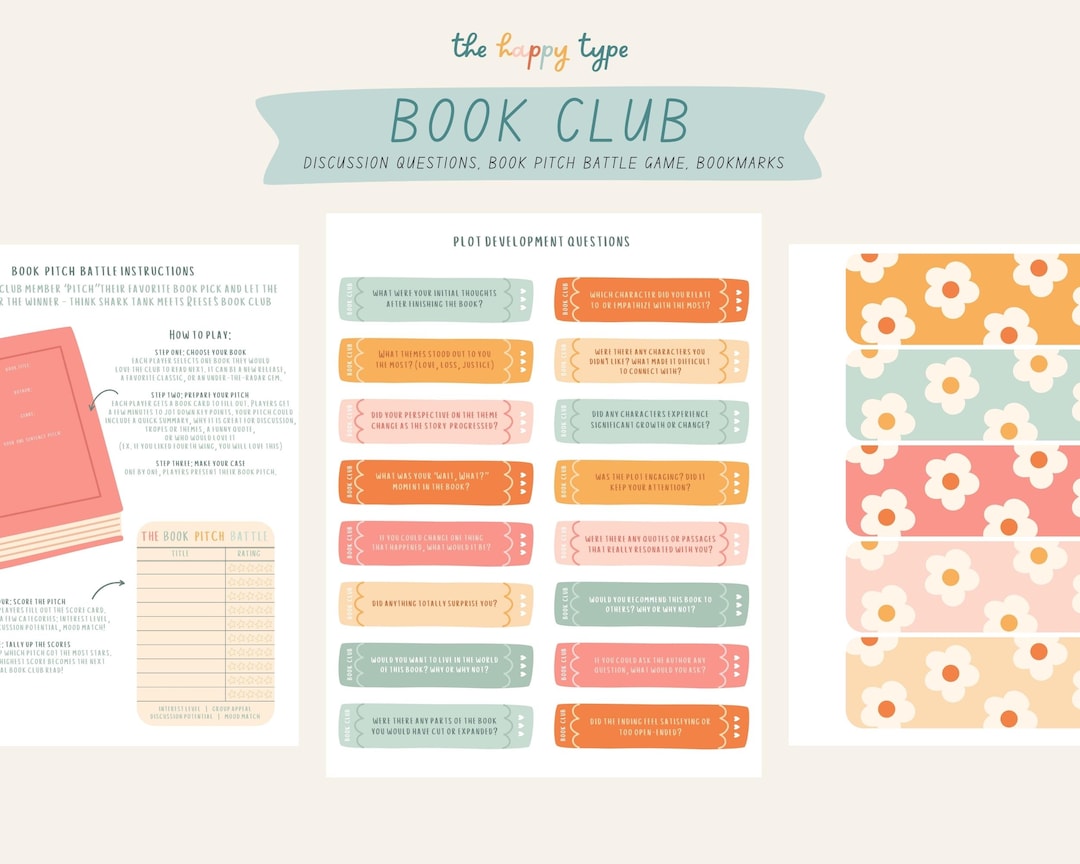 Book Club Game Bundle: Discussion Questions, Book Pitch Battle ...