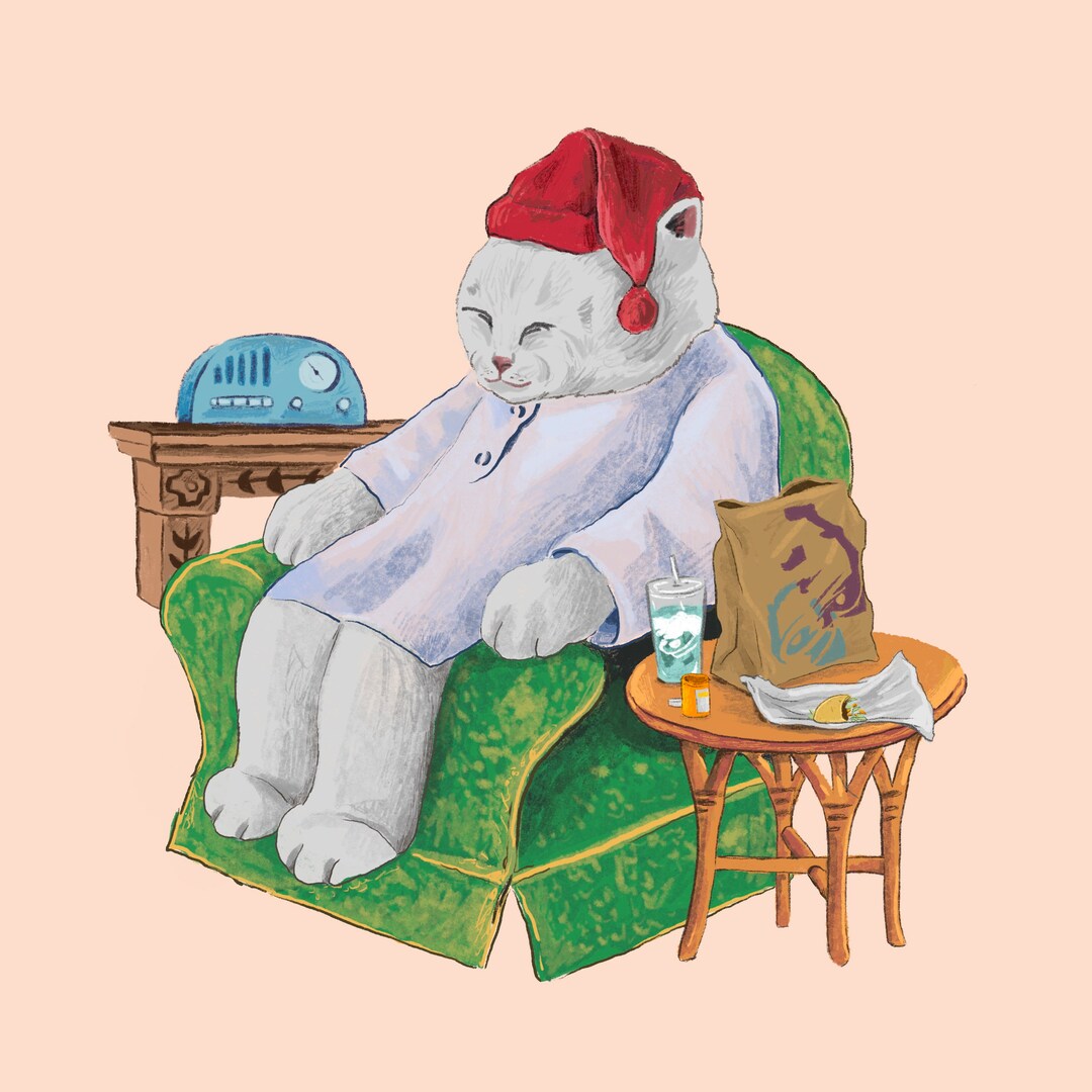 Sleepytime Kitty - PRINT - Etsy