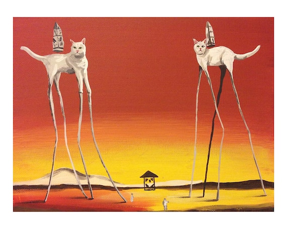 Dali Cats 9x12 PRINTS | Etsy