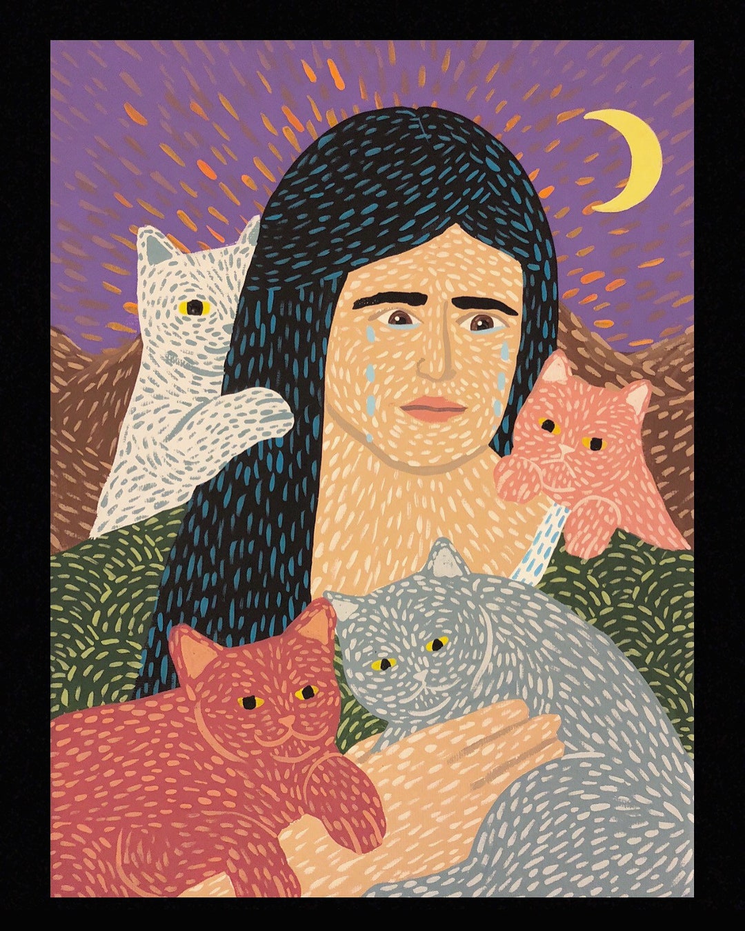 Our Lady of Eternal Melancholy and Needy Kitties-9"x12" PRINT - Etsy