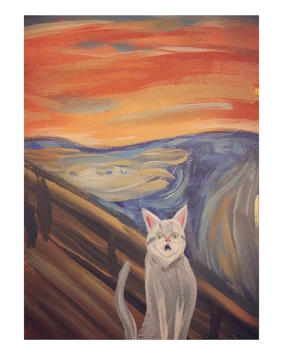 Munch Cat 9x12 PRINT - Etsy