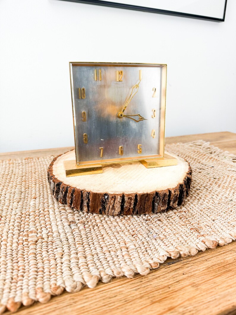 Swiss Style Mid Century Gold Table Clock, Modernist Table Clock ...