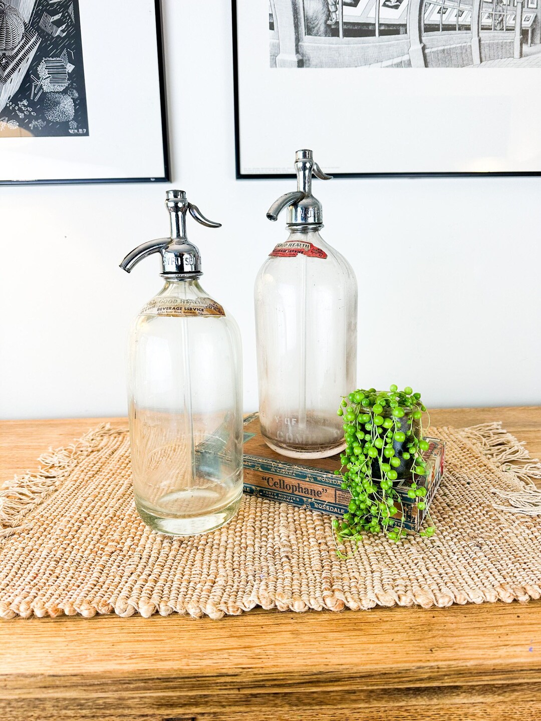 Vintage Glass Seltzer Bottle: SYFO Water Company, Bar Cart Decor - Etsy