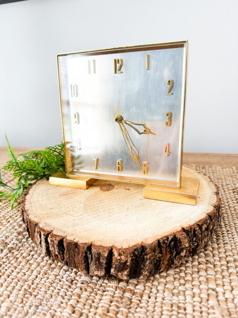 Swiss Style Mid Century Gold Alarm Clock, Modernist Table Clock ...