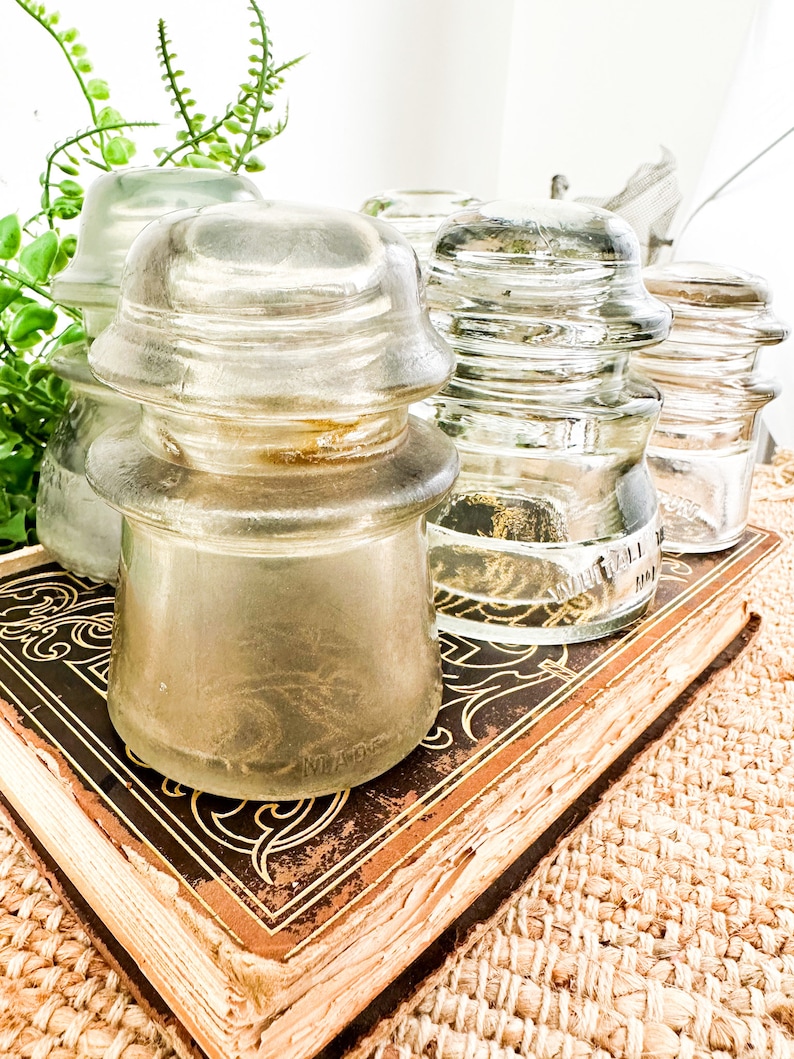 Antique Clear Glass Insulators - Set of 5 - Vintage Industrial Decor - Etsy