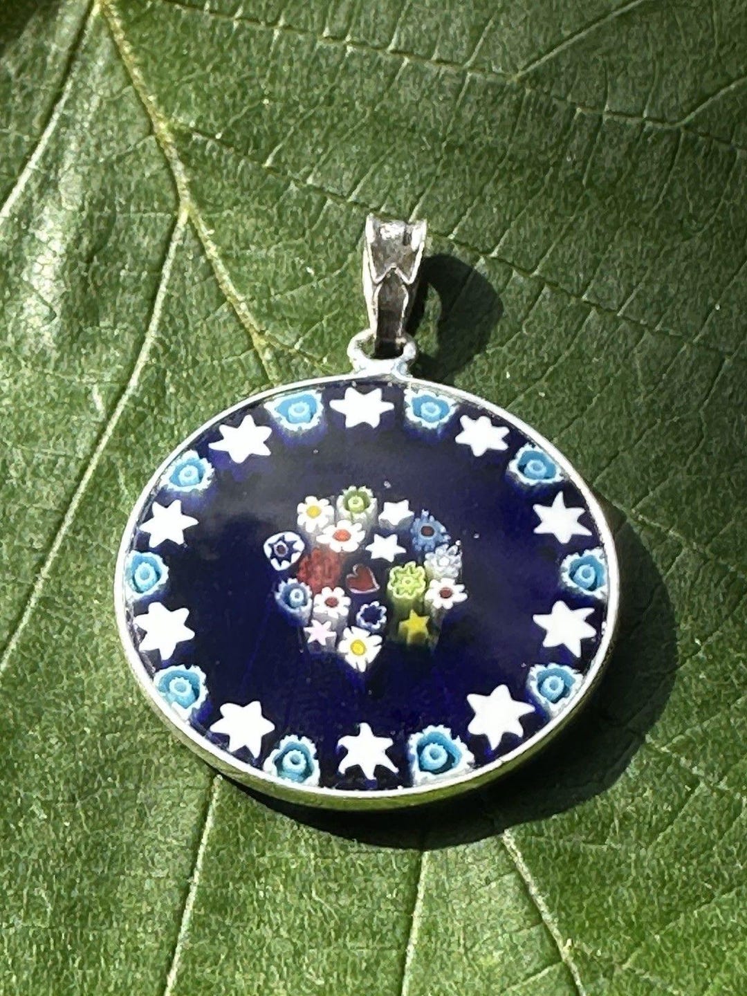 Pendant Glass Sterling Silver Enamel Norway Norwegian Vtg Estate 3054 ...