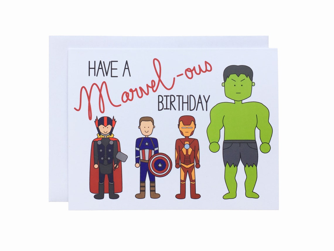 Avengers Birthday Card Marvel Birthday Card Superhero - Etsy