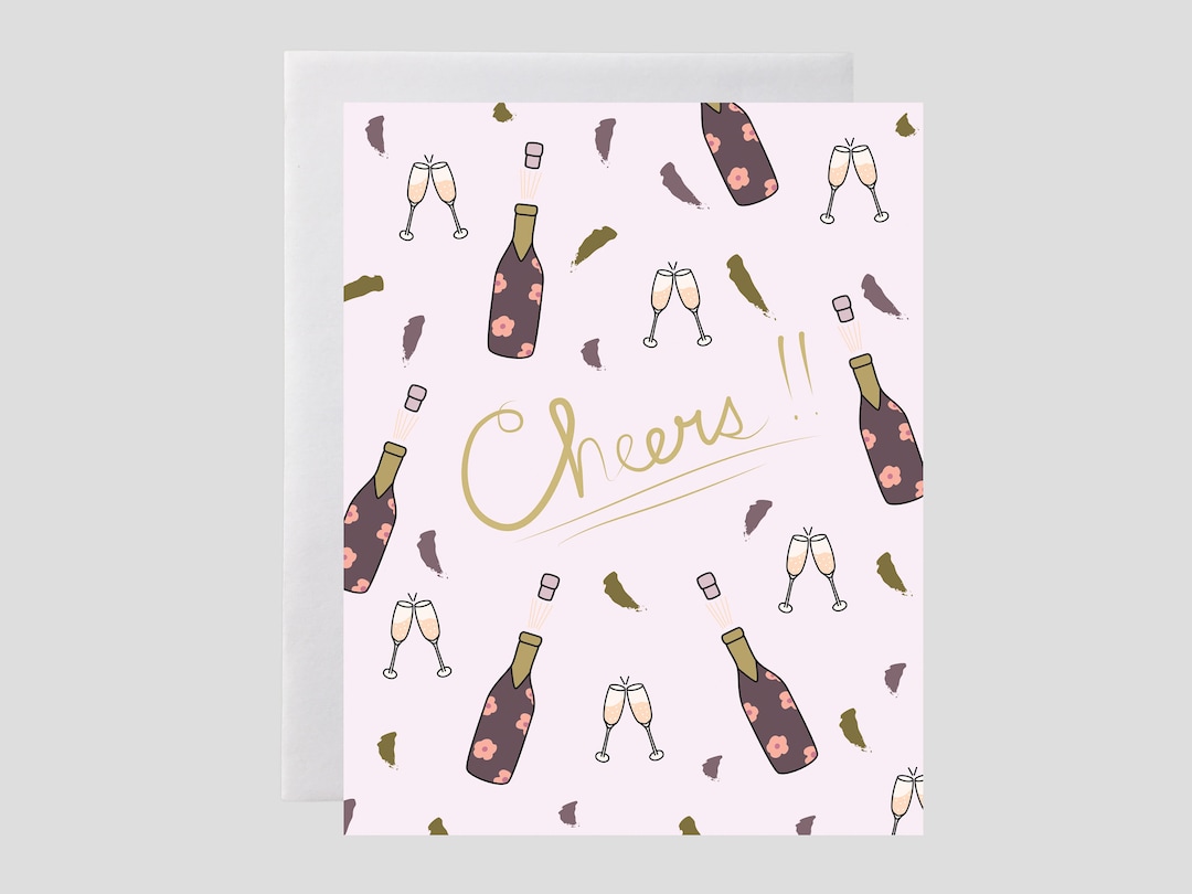 Champagne Celebration Card Cheers Card, Champagne Flutes Card ...