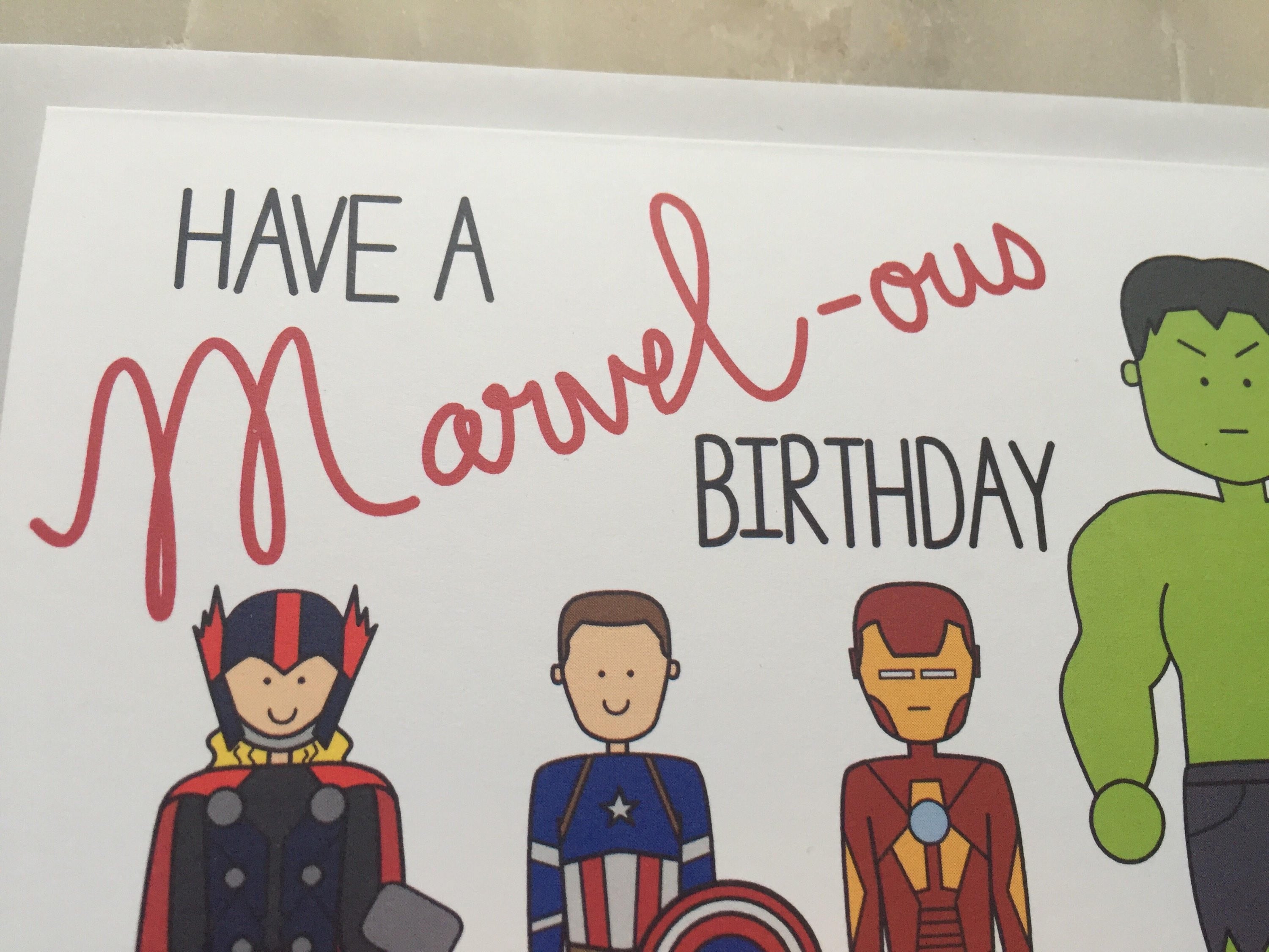 Avengers Birthday Card Marvel Birthday Card Superhero - Etsy