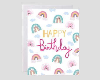 Rainbow Personalised Childrens Birthday Card Age Card Happy Birthday ...
