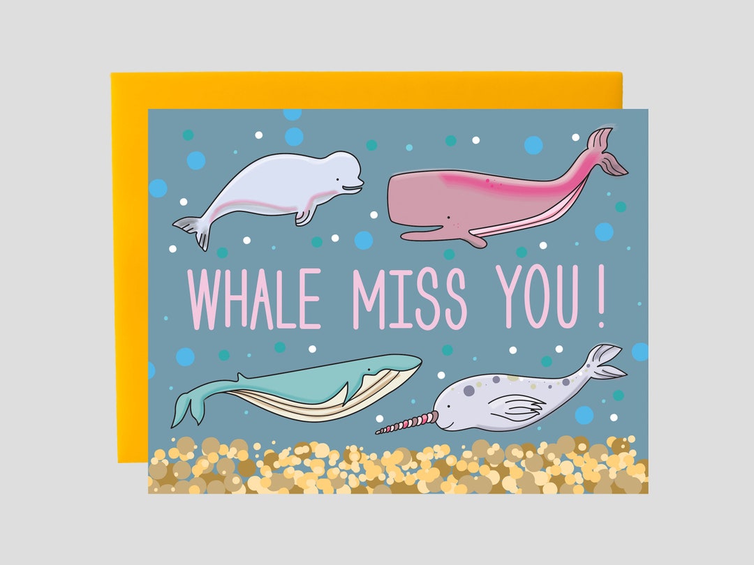 Funny Whale Goodbye Card - We'll Miss You Card, We Will Miss You Card ...