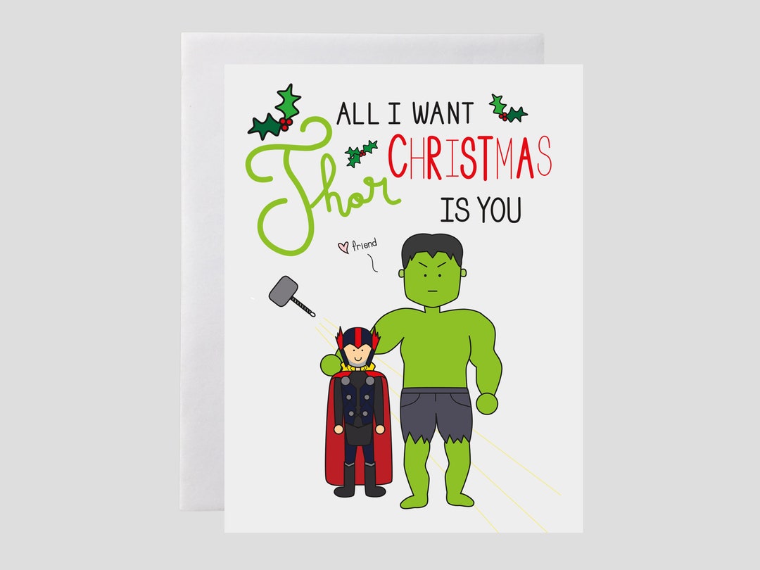 Thor Christmas Card - Hulk Christmas Card, Thor Ragnarok Movie Card ...