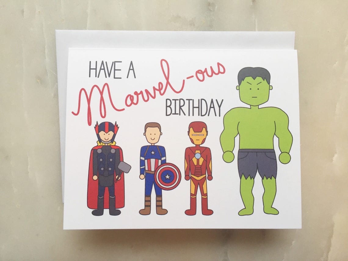 Avengers Birthday Card Marvel Birthday Card Superhero - Etsy