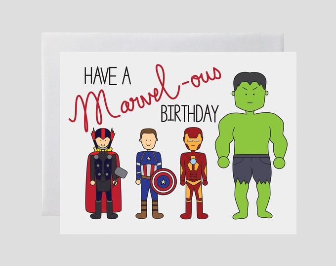 Avengers Birthday Card, Marvel Birthday Card, Superhero Birthday Card ...