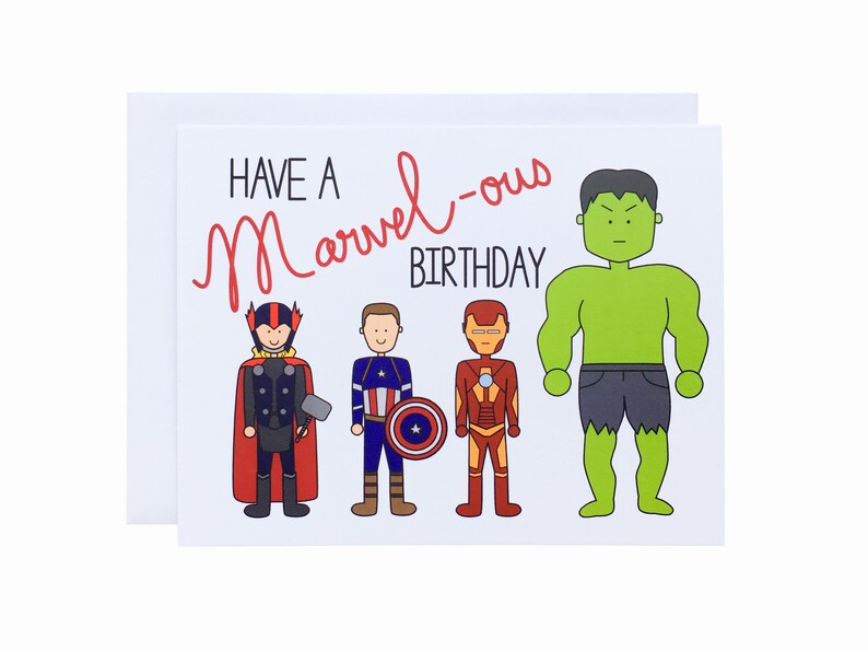 Avengers Birthday Card Marvel Birthday Card Superhero - Etsy