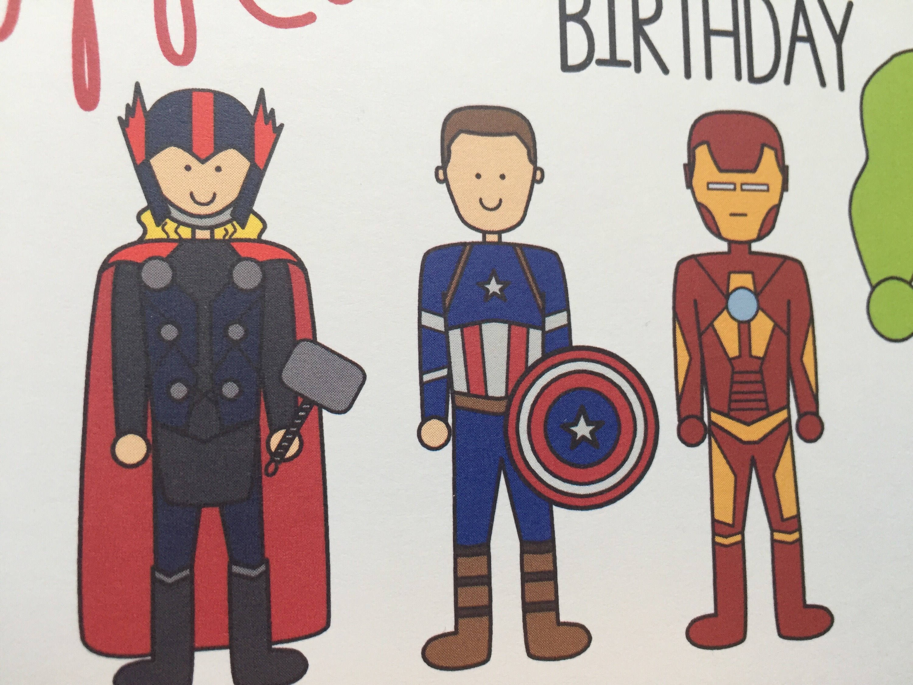 Avengers Birthday Card Marvel Birthday Card Superhero - Etsy