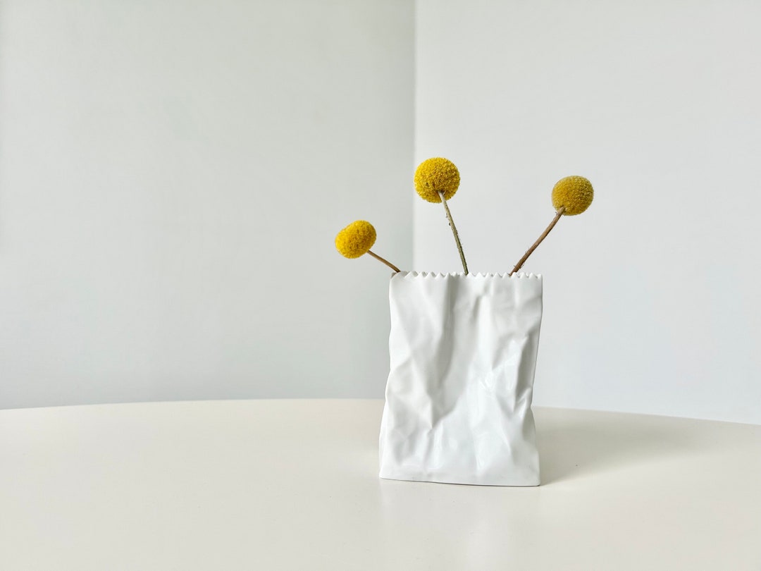 Vintage Rosenthal Tapio Wirkkala White Porcelain do Not Litter Paper Bag Vase germany - Etsy