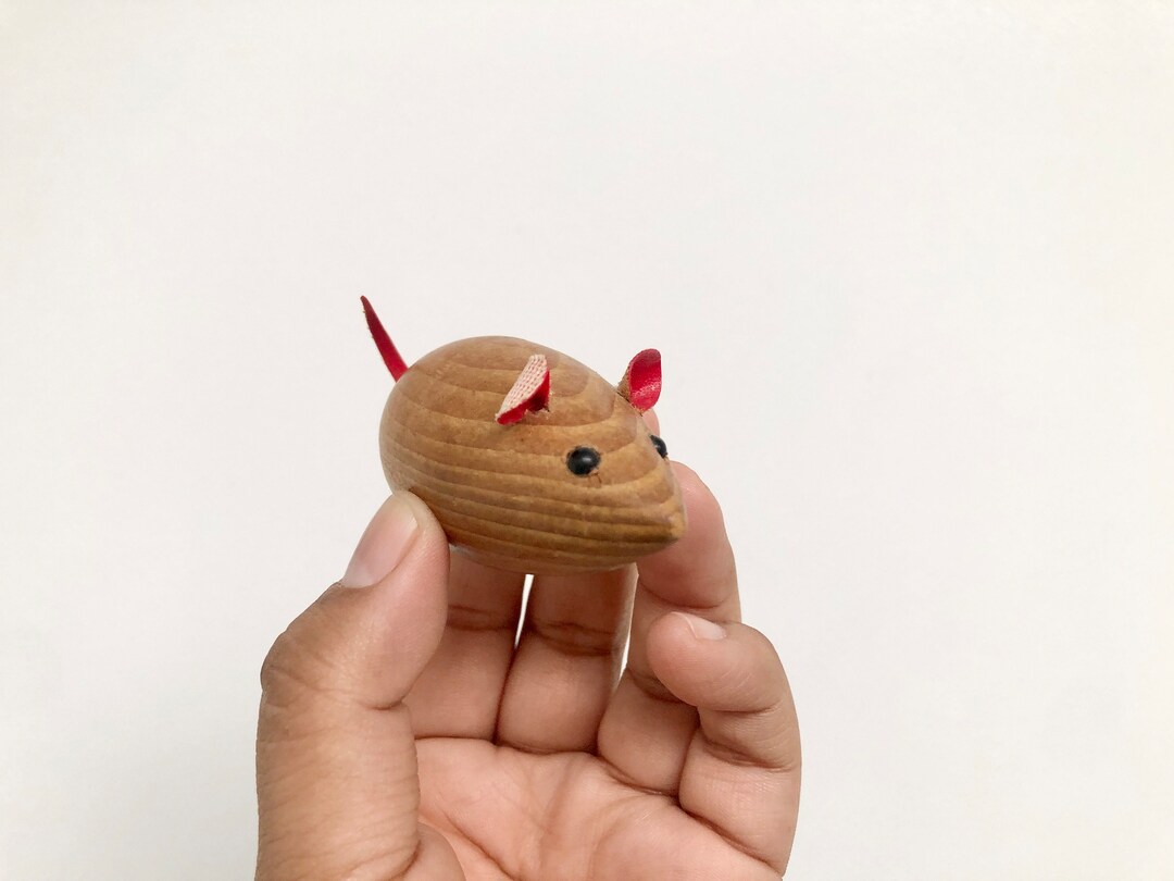 Vintage Small Wooden Mouse Figurine taiwan - Etsy