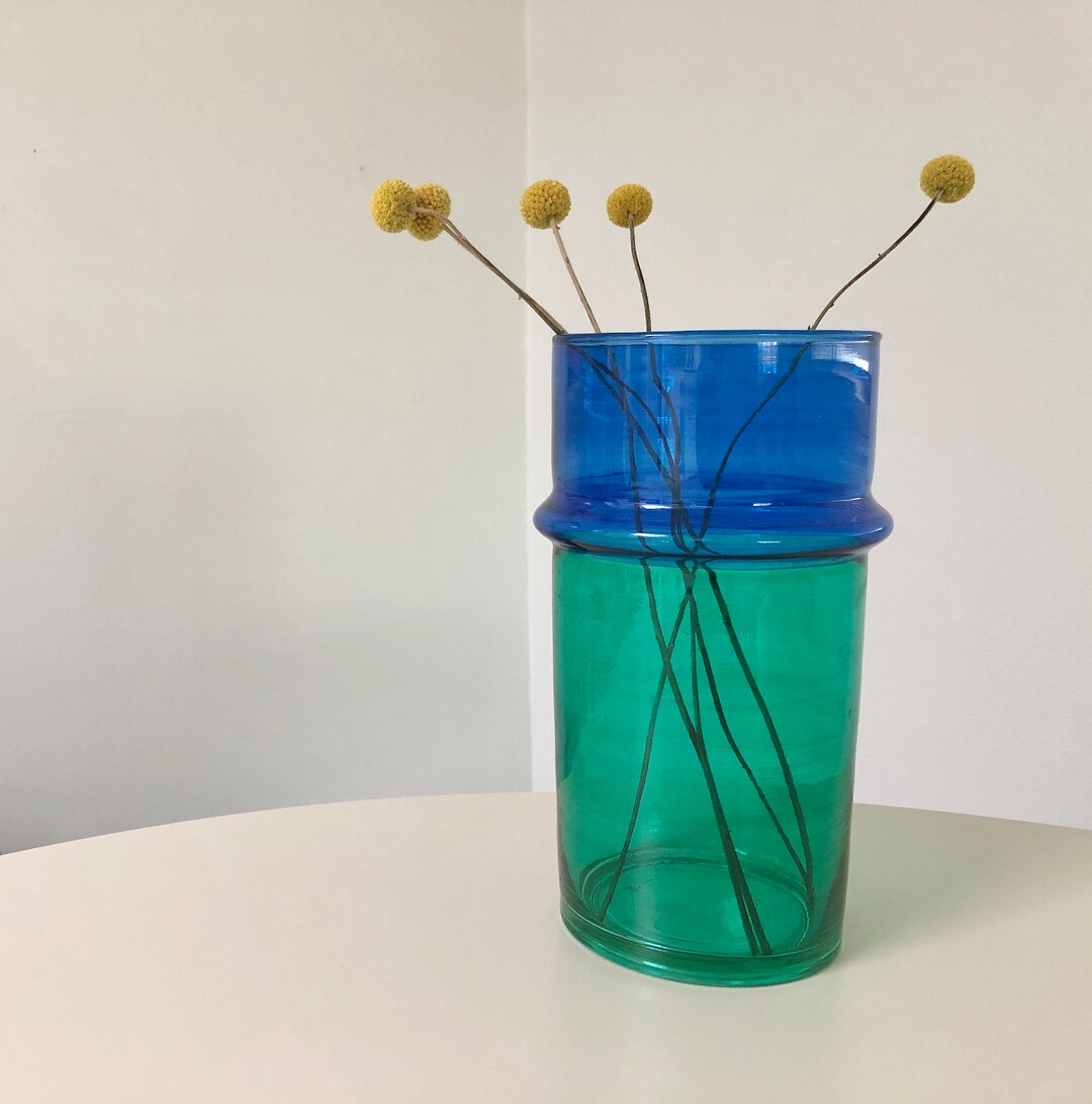 Modern HAY Moroccan Blue and Green Glass Vase - Etsy