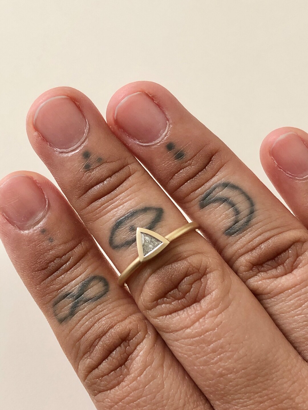Modern Trillion Cut .25 CT Natural Diamond 14K Gold Ring - Etsy