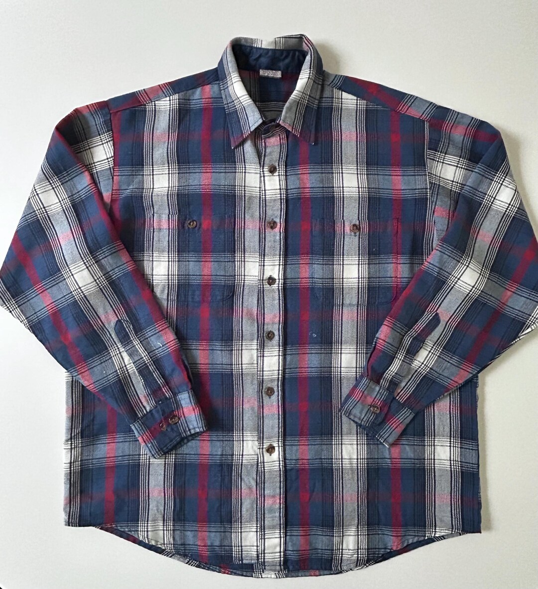Vintage Windridge Blue Plaid Long Sleeve Flannel Shirt (men's Large) - Etsy