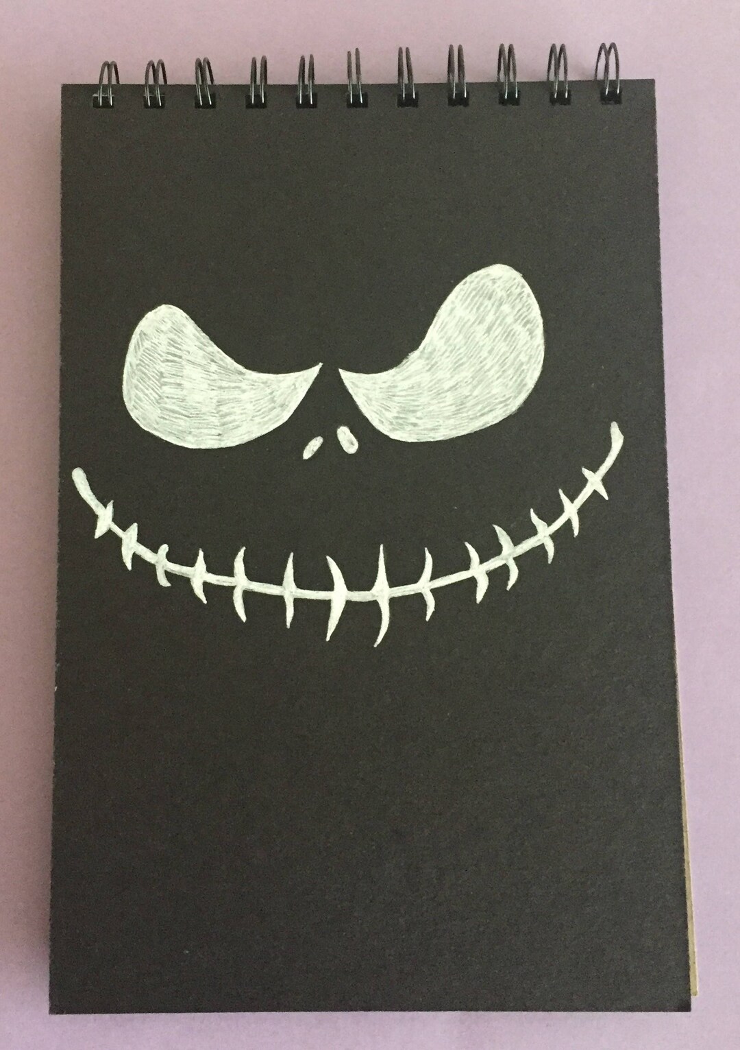 Jack Skellington Notebook, Hand Drawn, Black Notebook, Black Lined ...