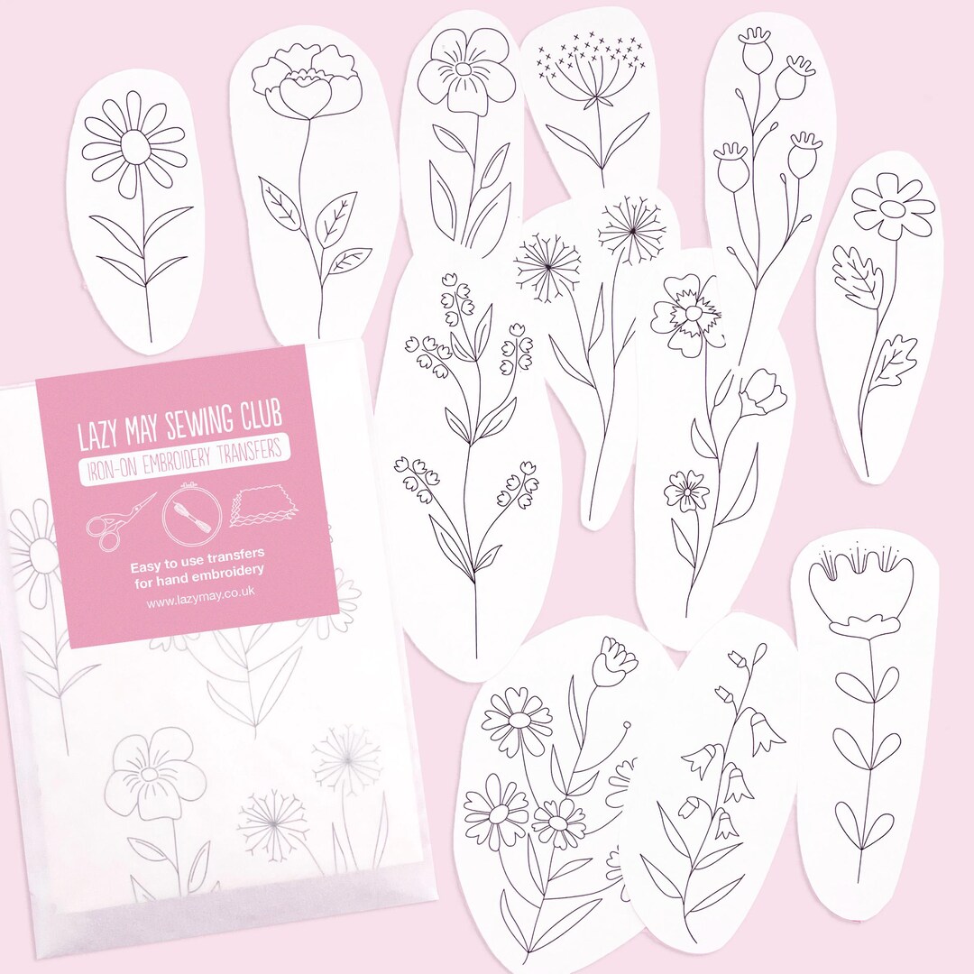 Floral Embroidery Iron-on Transfers, Hand Embroidery Designs - Etsy