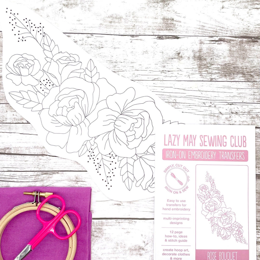 Large Rose Iron on Embroidery Pattern. 1 Large Floral Embroidery Design ...