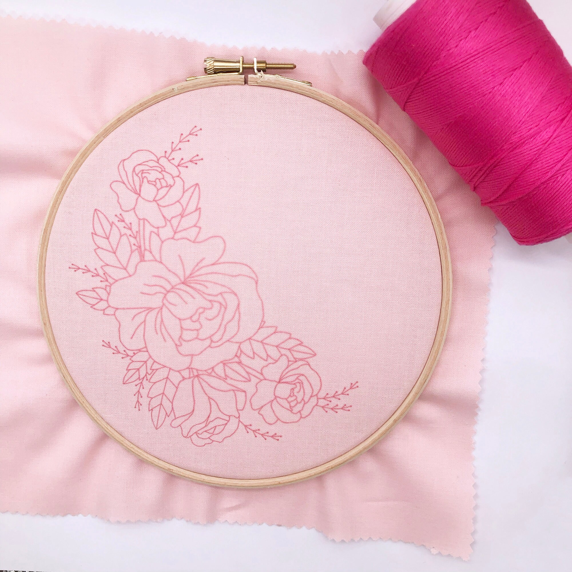 Rose Bouquet Embroidery Kit: pink Floral Embroidery Hoop - Etsy UK