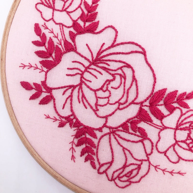 Rose Bouquet Embroidery Kit: pink Floral Embroidery Hoop - Etsy UK